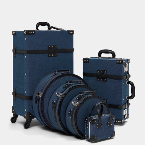 The Navy Editor Collection in Linen | Retro Luggage Set by SteamLine ...