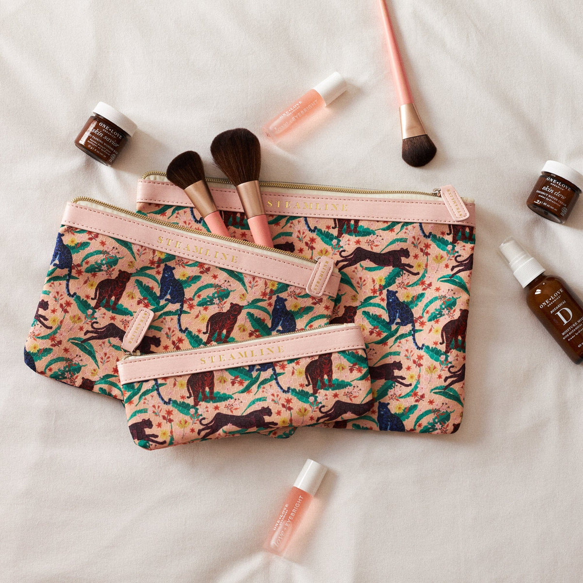 The Pink Cheetah Cosmetic Case Set | SteamLine Luggage Cosmetic Case Sets