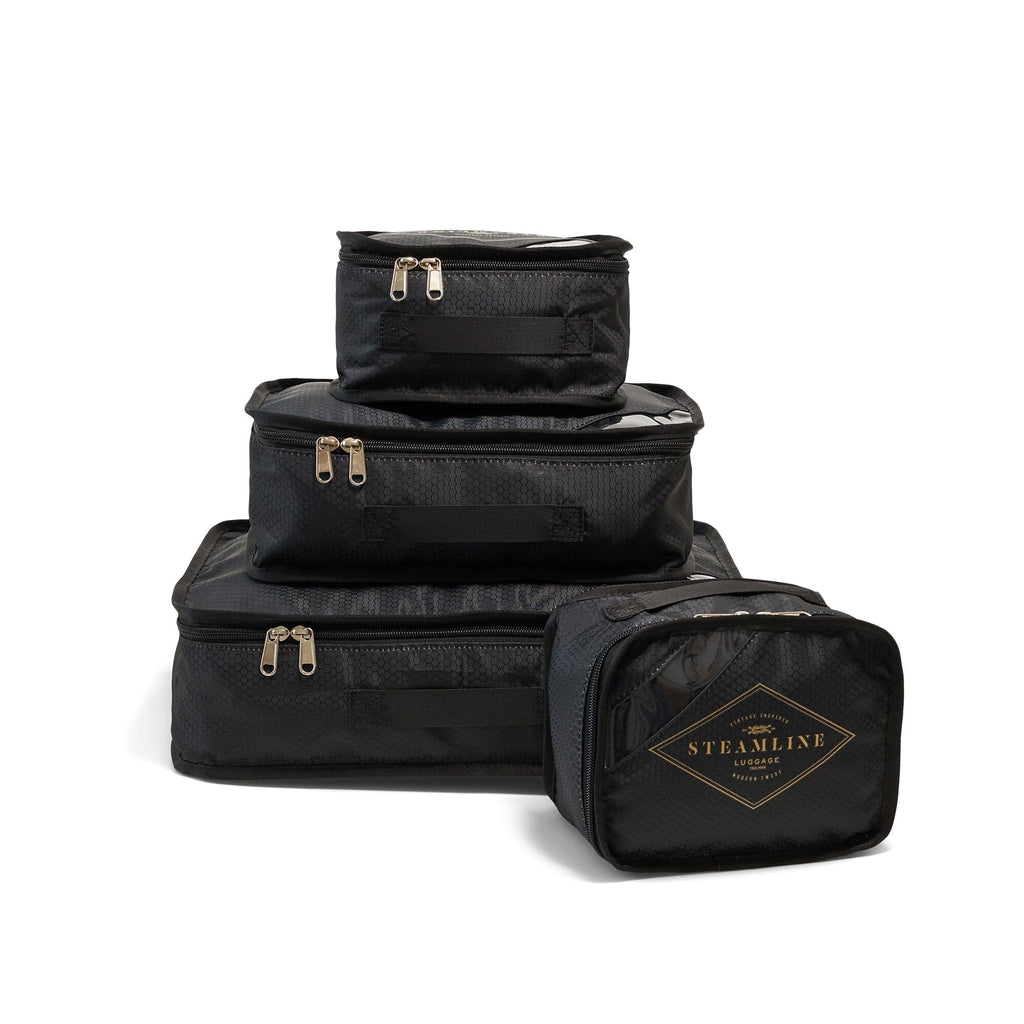 The Black Packing Cube Set | SteamLine Luggage Packing Cube Sets ...