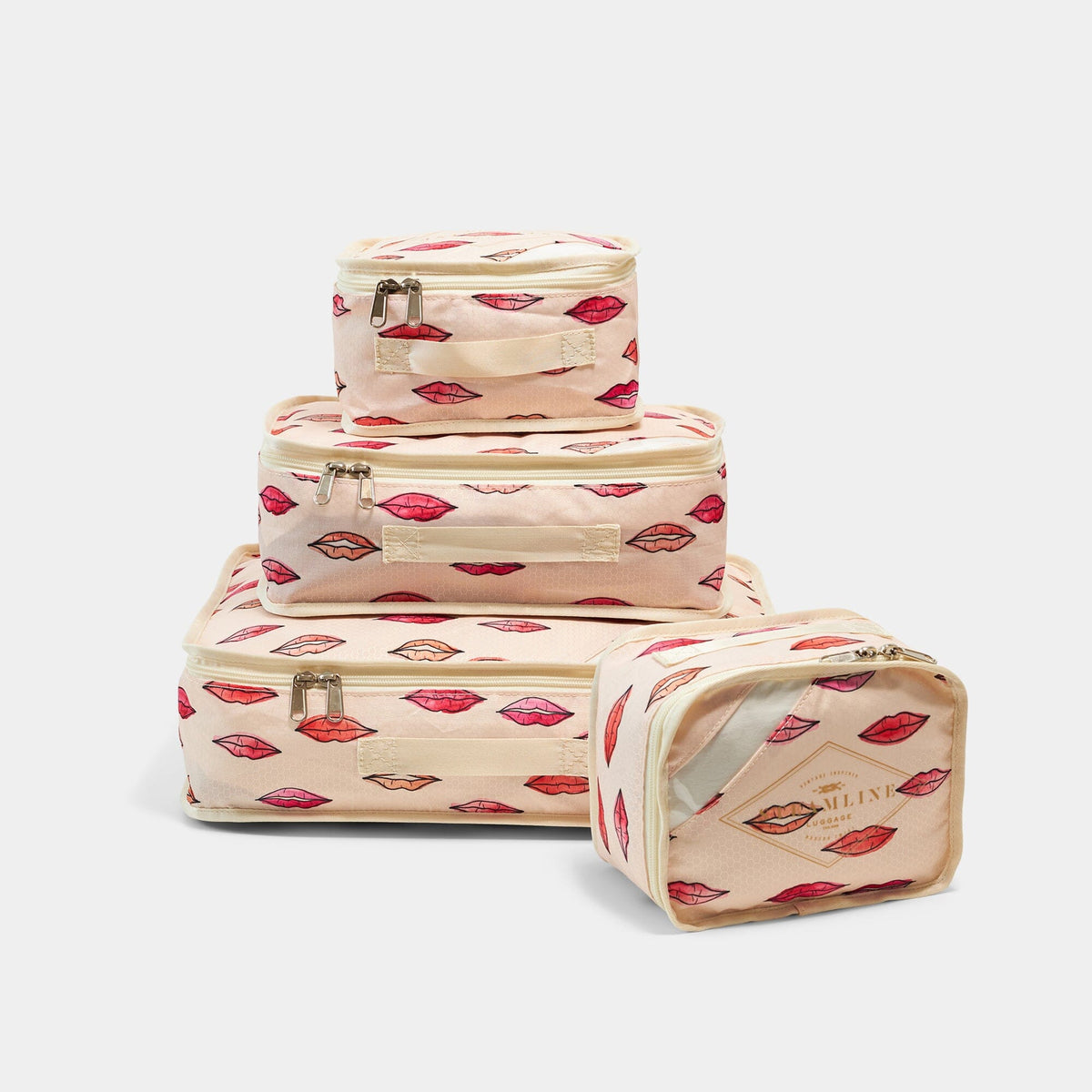 The Lip Print Packing Cube Set | SteamLine Luggage Packing Cube Sets