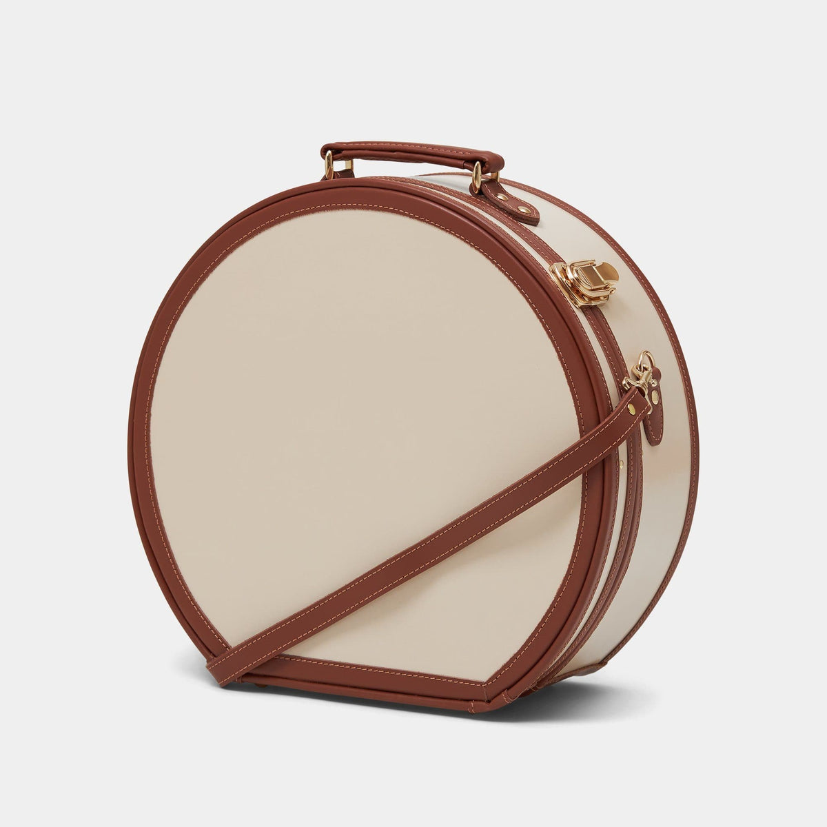 The Diplomat Cream Hatbox | Large Round Suitcase Hat Box Luggage Case