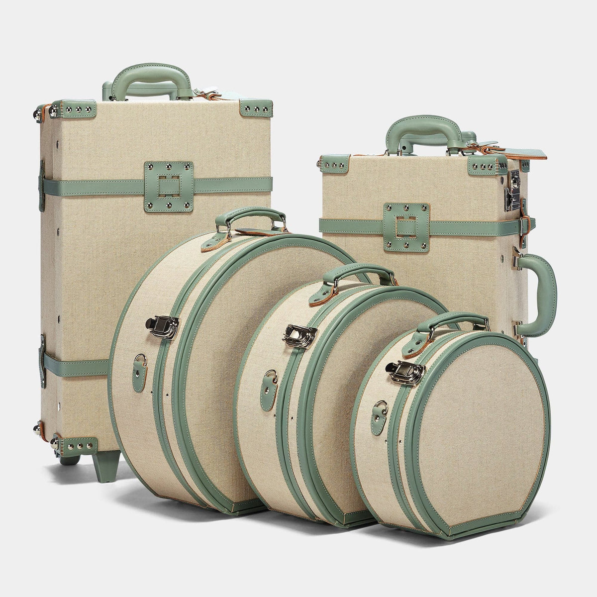 The Green Small Editor Hatbox | Teal Round Suitcase & Hat Box Luggage